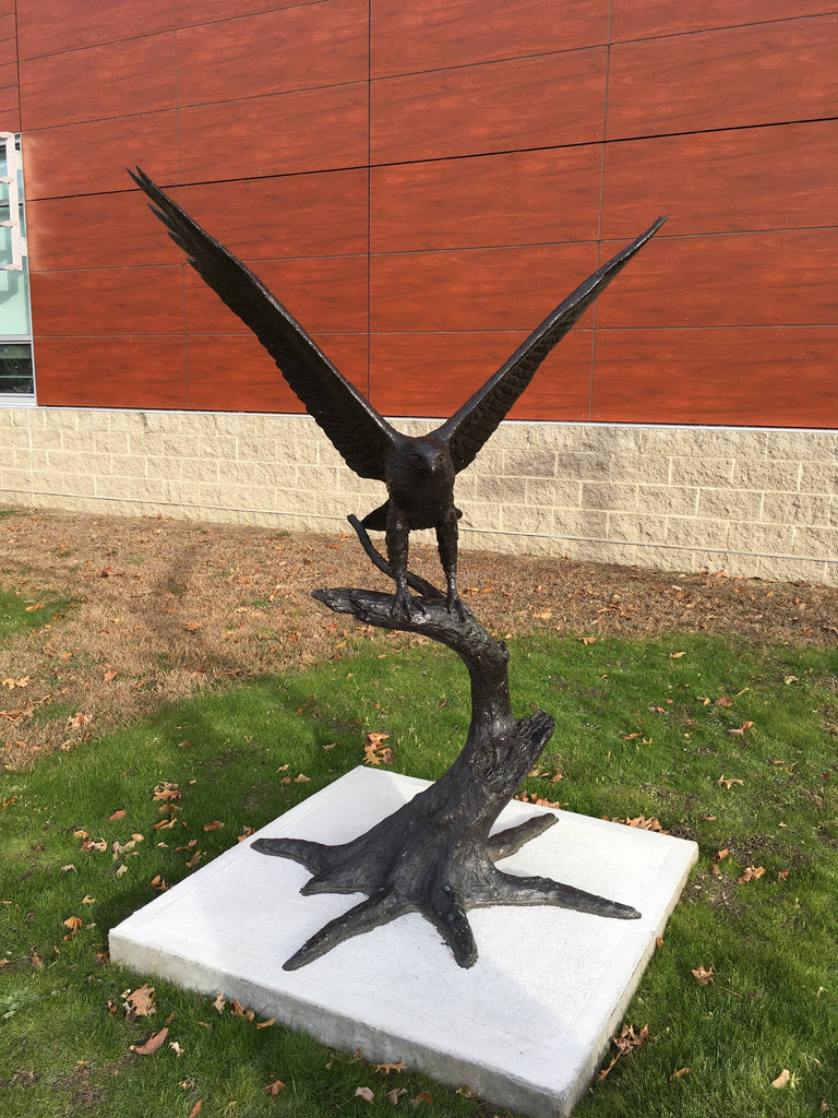 Custom Bronze Red Hawk Bird Mascot Statue | Randolph Rose Collection