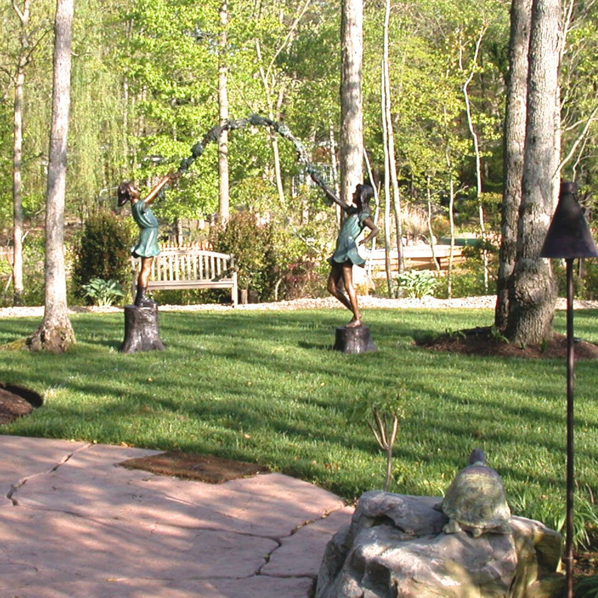 Children's Bronze Garden Statue of Two Girls with a Flower Arbor ...