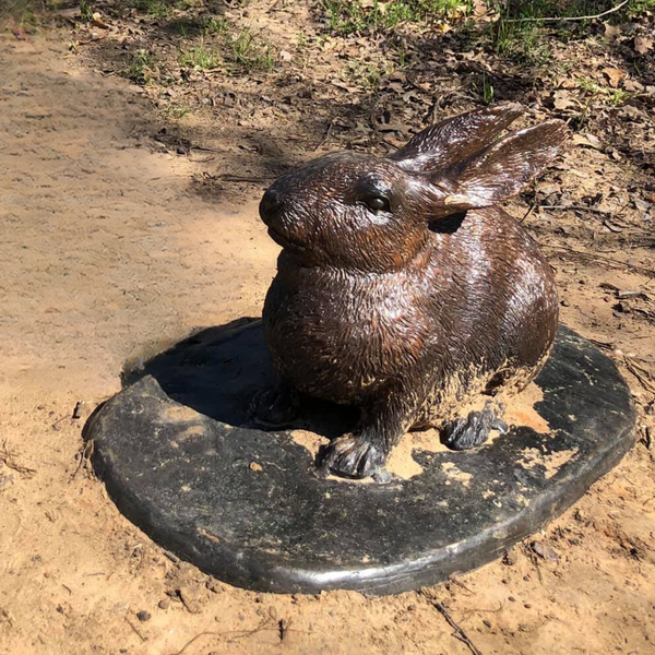 Pair of Life-size Bronze Rabbit Statues on Bronze Bases | Randolph Rose ...
