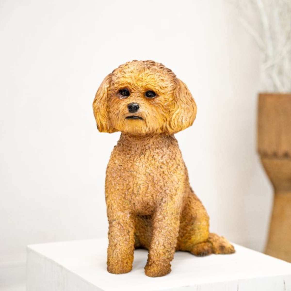 Bronze Dog Statue of a Sitting Goldendoodle | Randolph Rose Collection