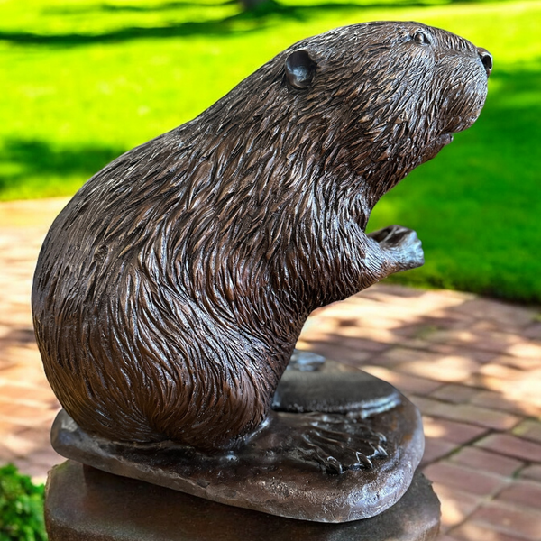Small Bronze Beaver Statue Sitting | Randolph Rose Collection