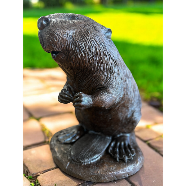 Small Bronze Beaver Statue Sitting | Randolph Rose Collection