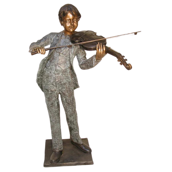 Bronze Music Statue of a Boy Playing a Violin | Randolph Rose Collection