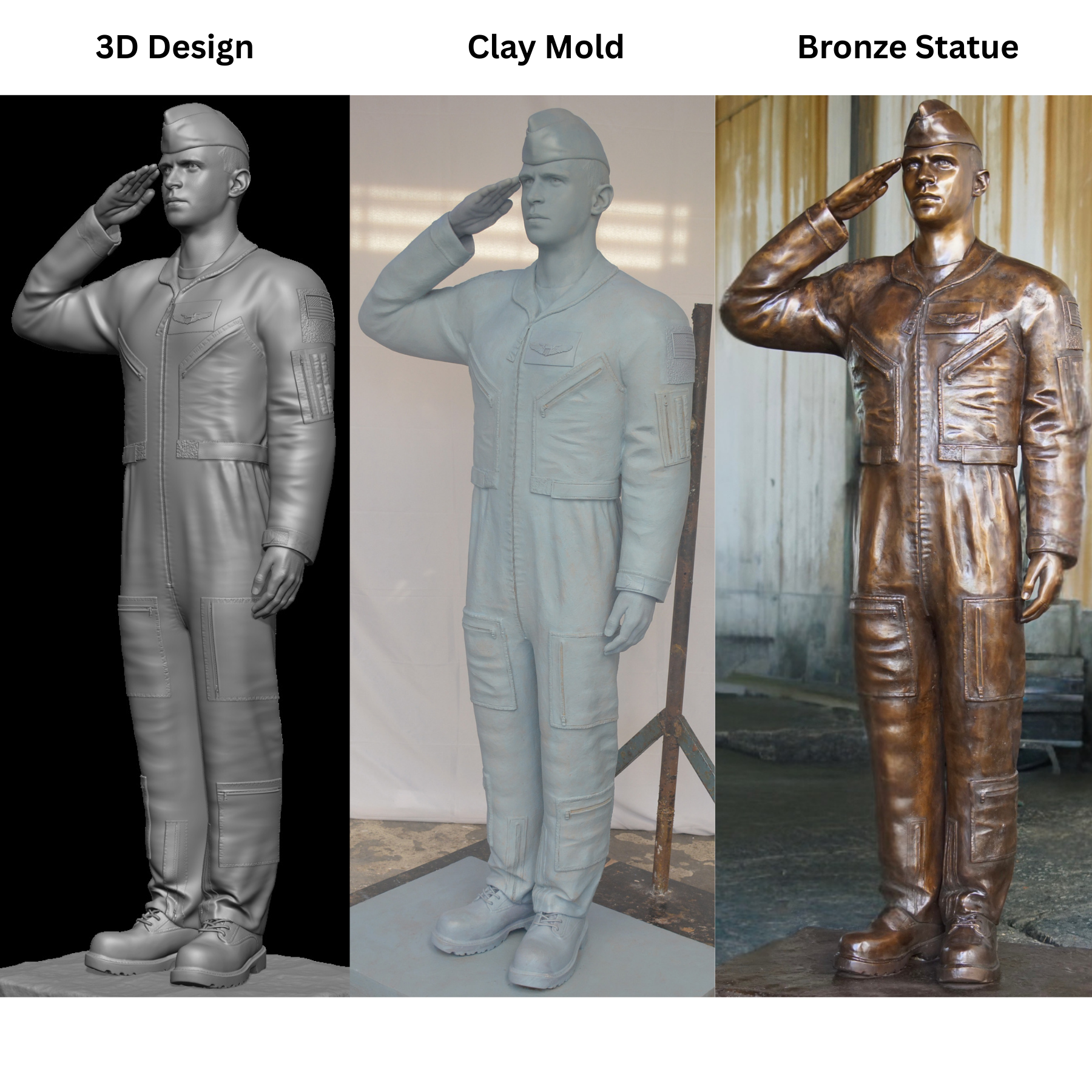 Saluting Bronze Air Force Pilot Statue | Randolph Rose Collection