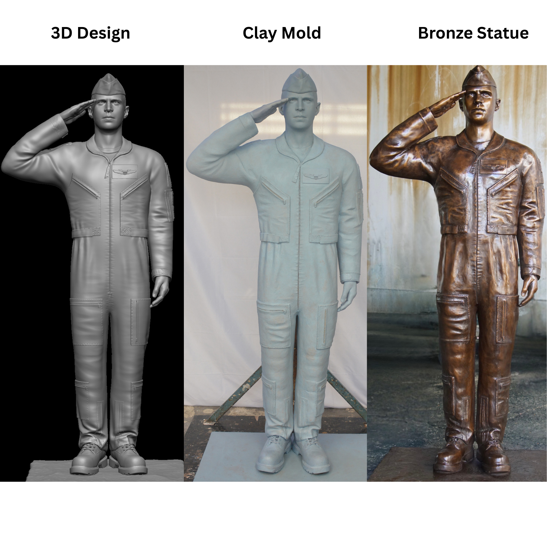 Saluting Bronze Air Force Pilot Statue | Randolph Rose Collection