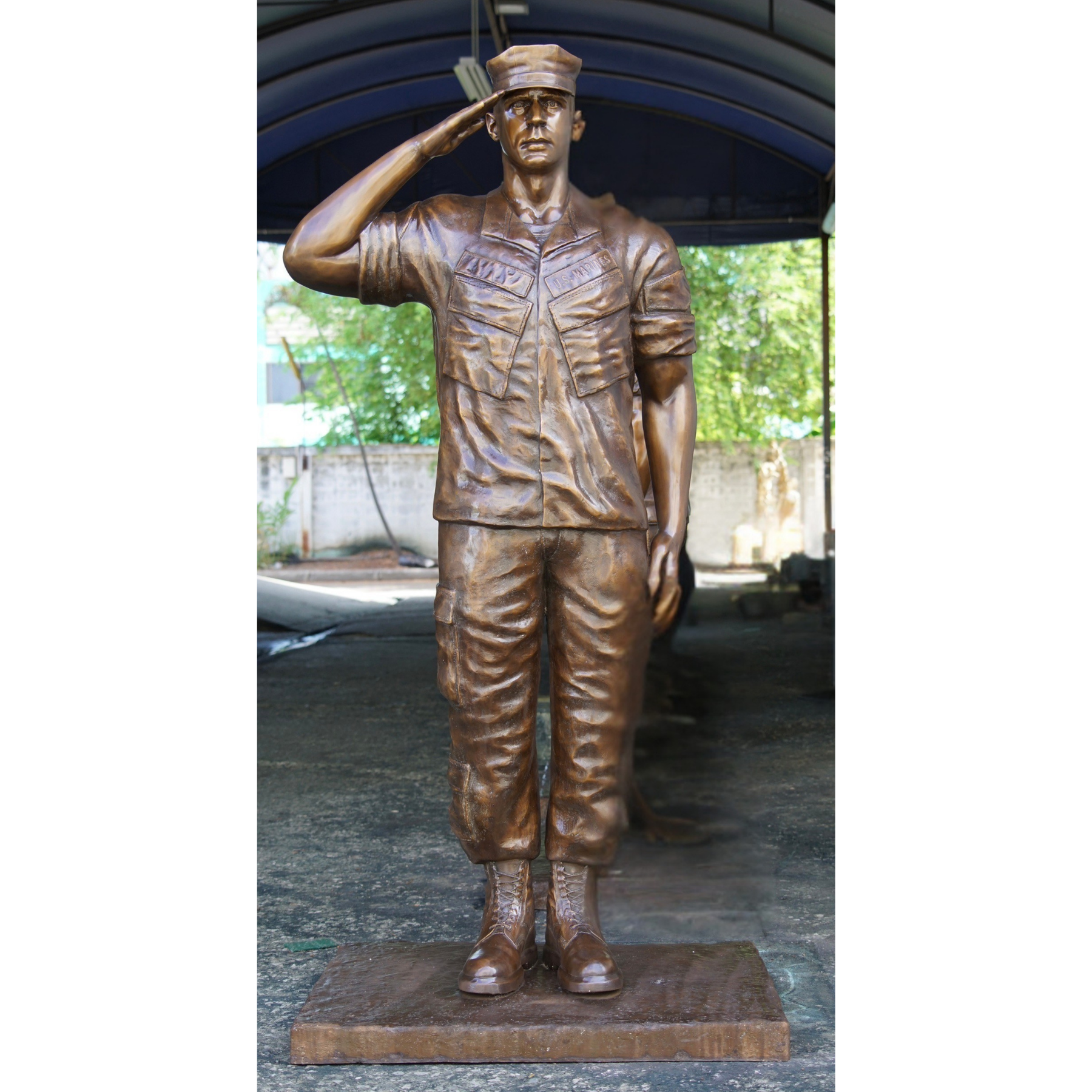 Saluting Bronze Marine Soldier Statue | Randolph Rose Collection