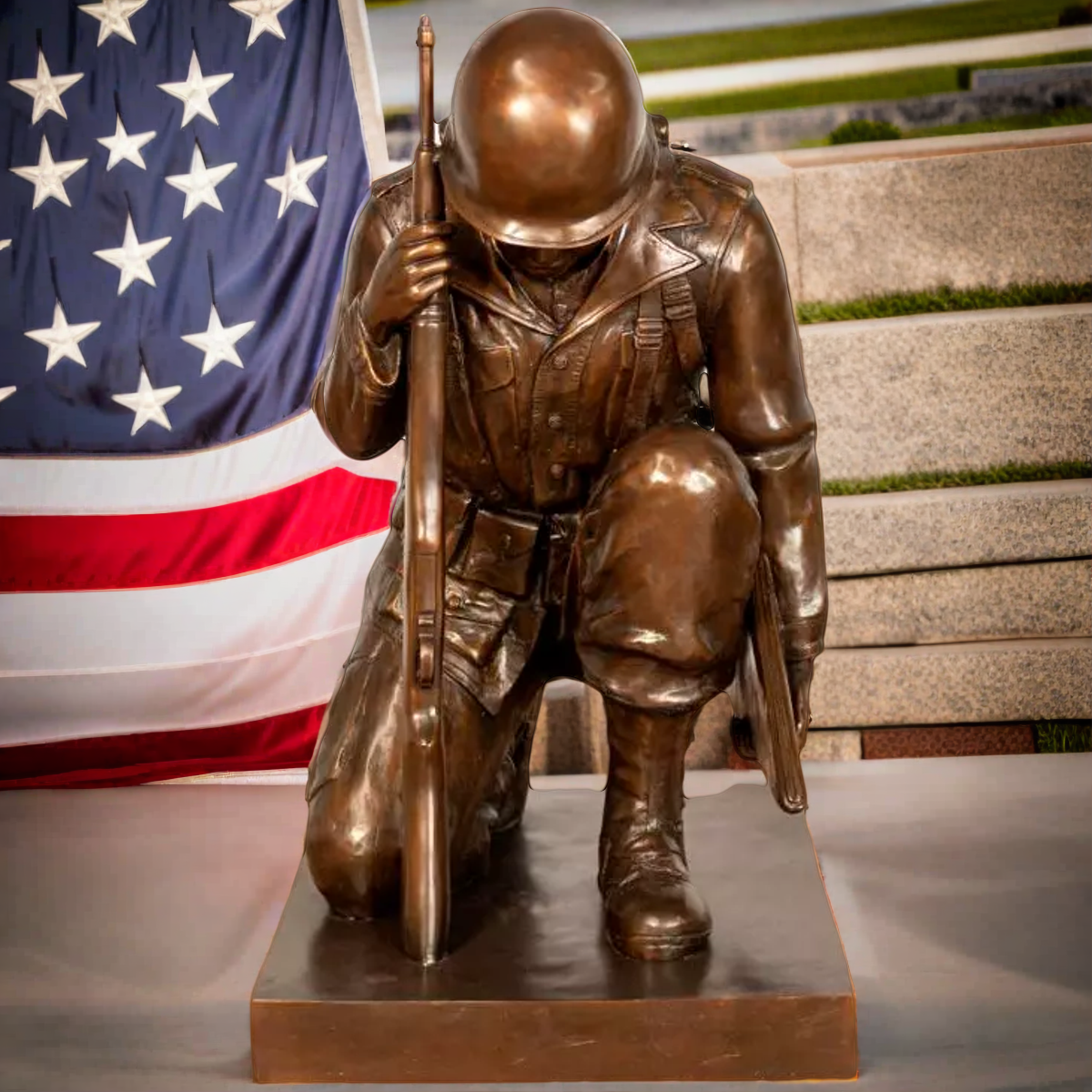 Bronze Soldier Statue with Fold of Honor | Randolph Rose Collection