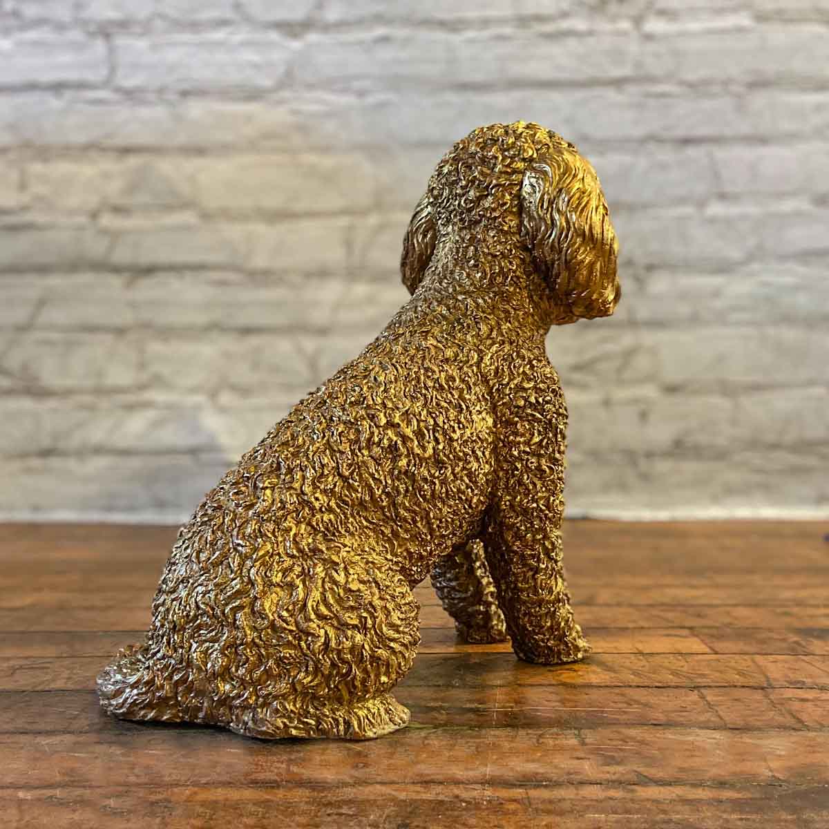 Bronze Dog Statue of a Sitting Goldendoodle | Randolph Rose Collection