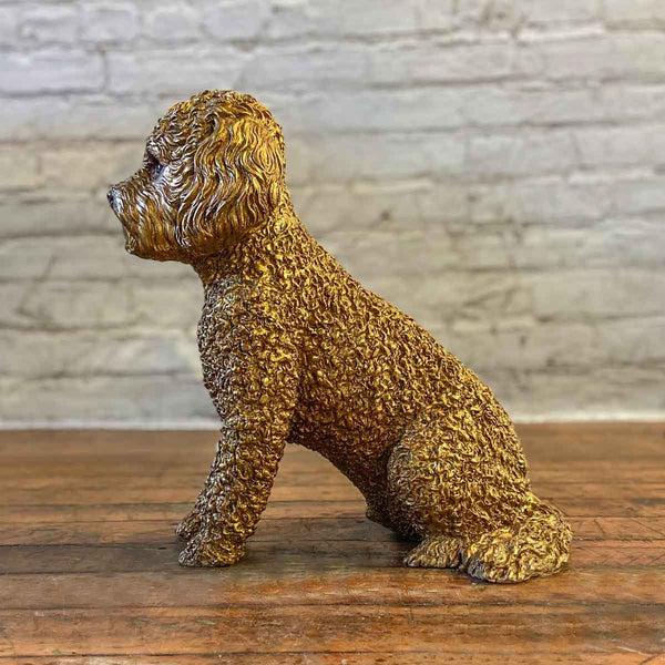 Bronze Dog Statue of a Sitting Goldendoodle | Randolph Rose Collection