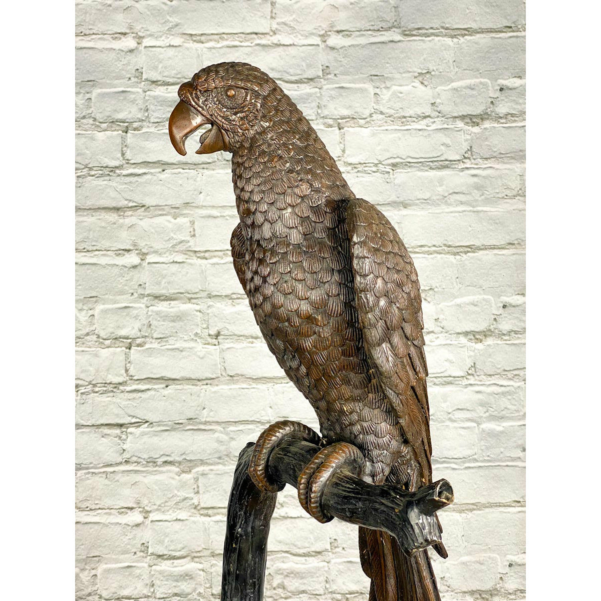 Bronze Parrot on Branch Statue | Randolph Rose Collection