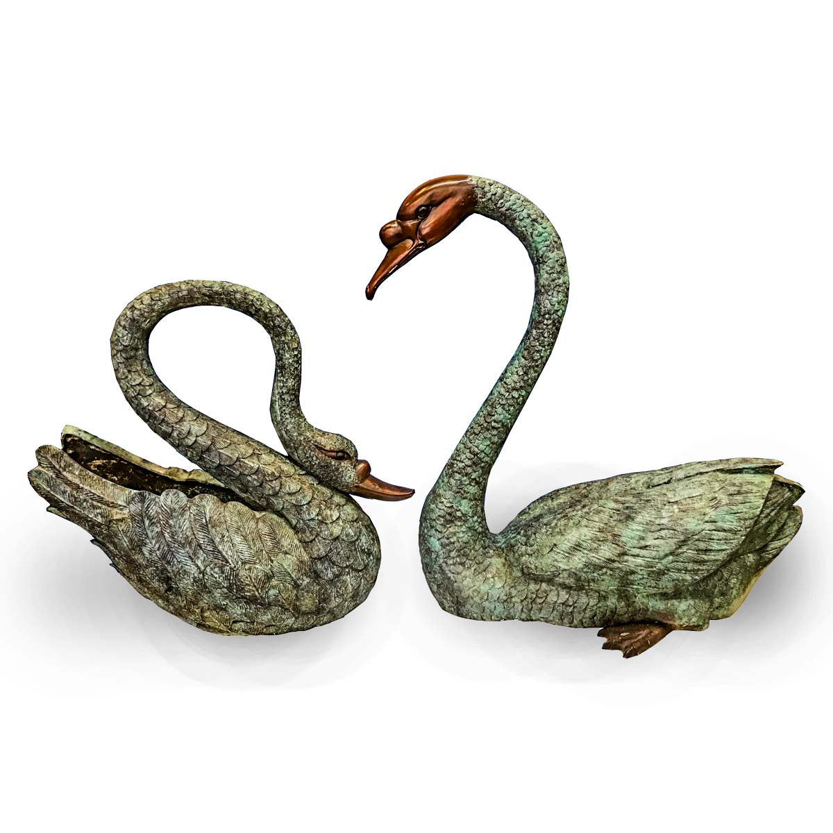 Pair of Bronze Swans Park Statues | Randolph Rose Collection