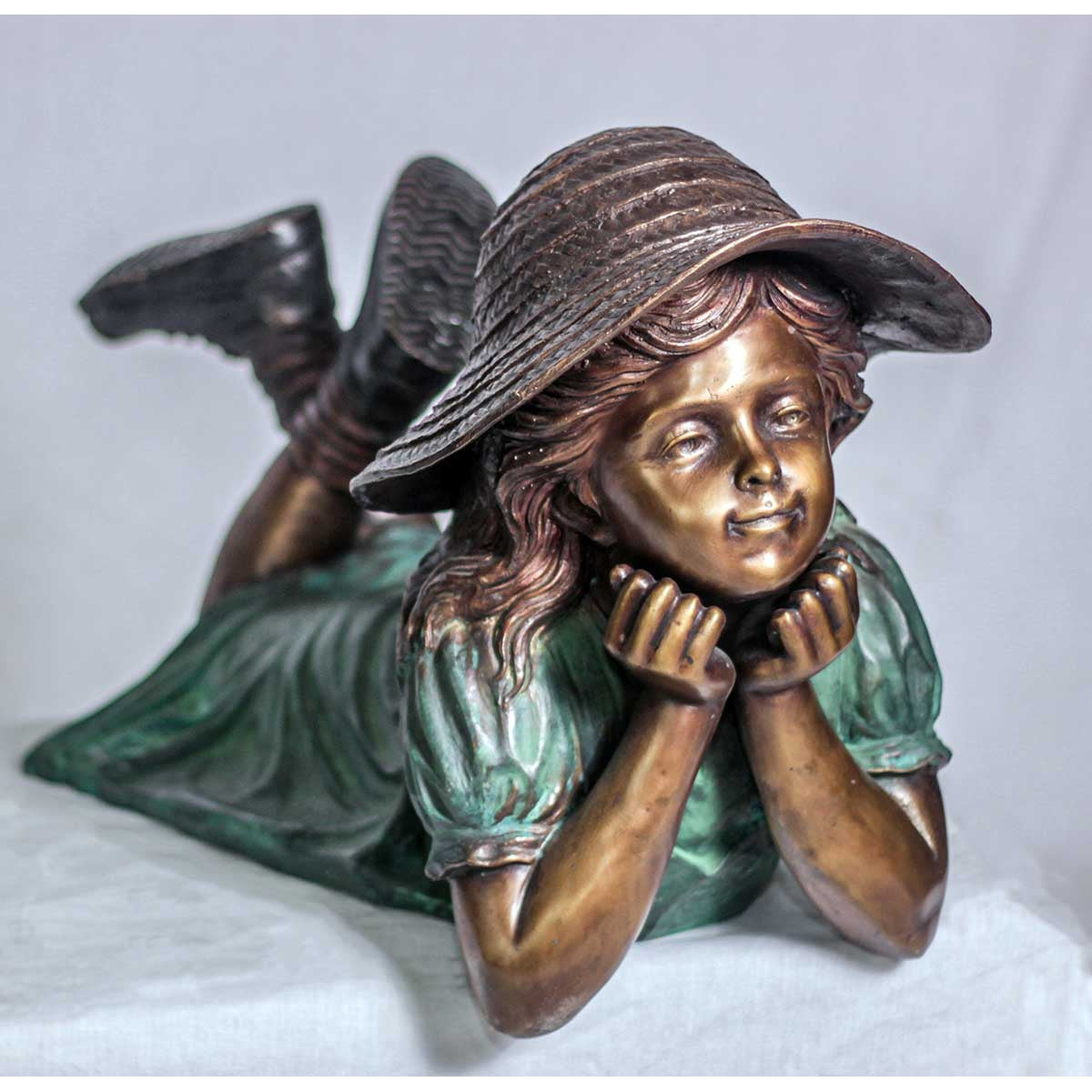 Bronze Garden Statue of Girl Daydreaming | Randolph Rose Collection