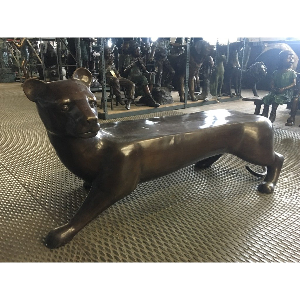 Bronze Panther Bench Animal Statue | Randolph Rose Collection
