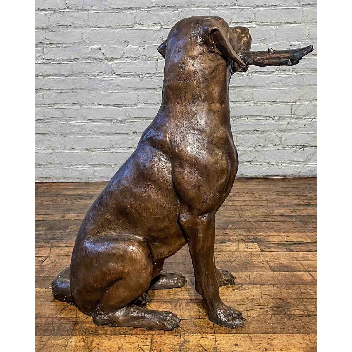 Life-size Labrador Dog Statue with Tree Stick in Mouth | Randolph Rose ...