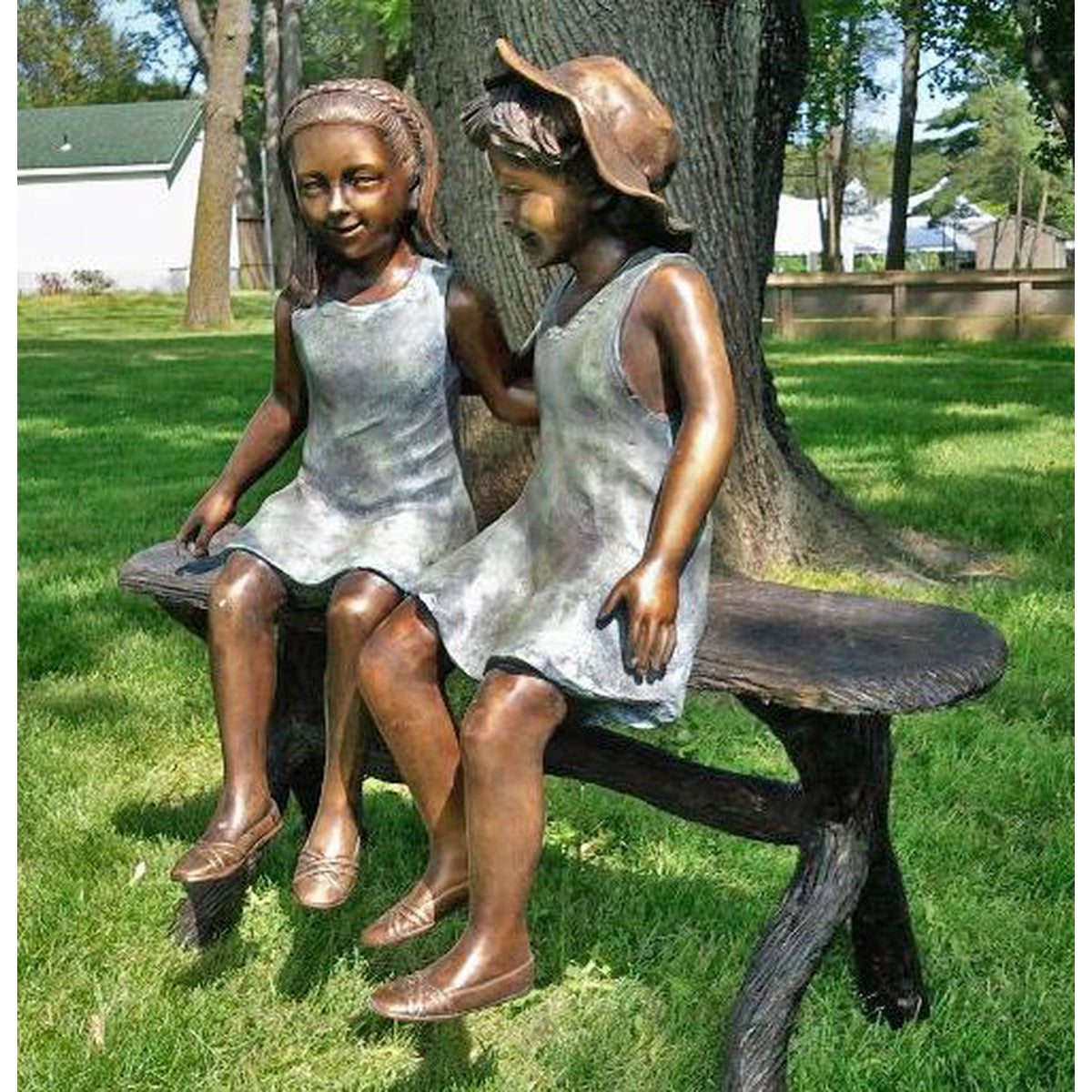 Bronze Park Bench Statue with Two Sisters | Randolph Rose Collection