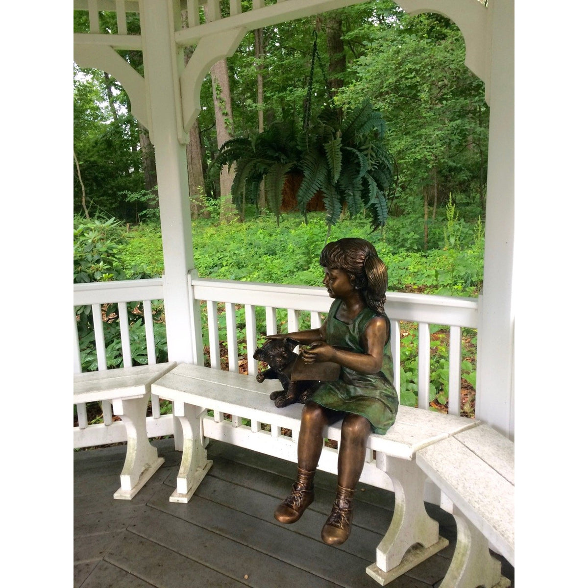 Bronze Statue of a Girl Reading and Dog | Randolph Rose Collection
