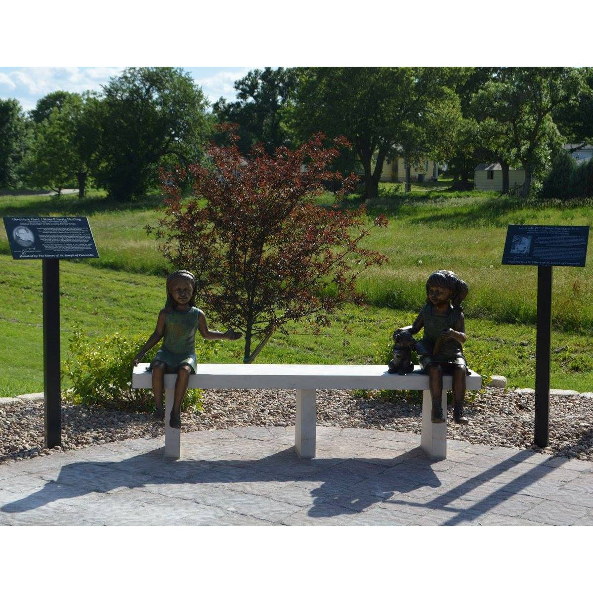 Bronze Statue of a Girl Reading and Dog | Randolph Rose Collection