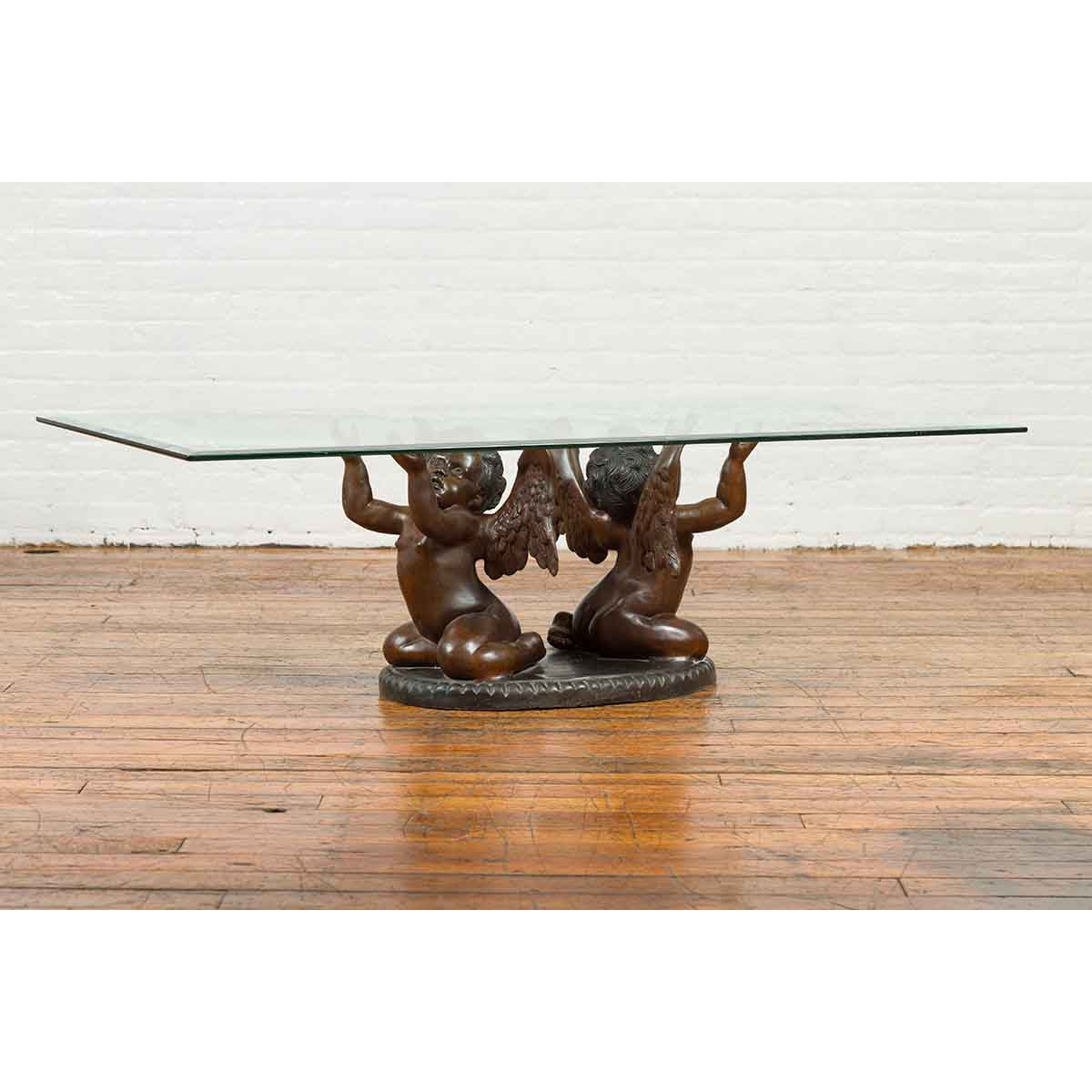 Double Bronze Cherub Coffee Table Base Sculpture | Randolph Rose Collection