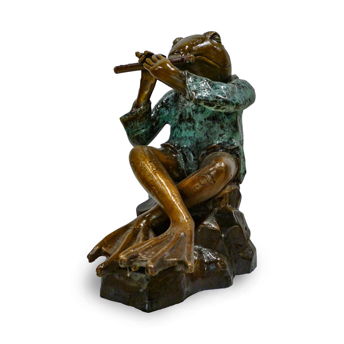 Bronze Frog Statue with Legs Crossed Playing Flute | Randolph Rose ...
