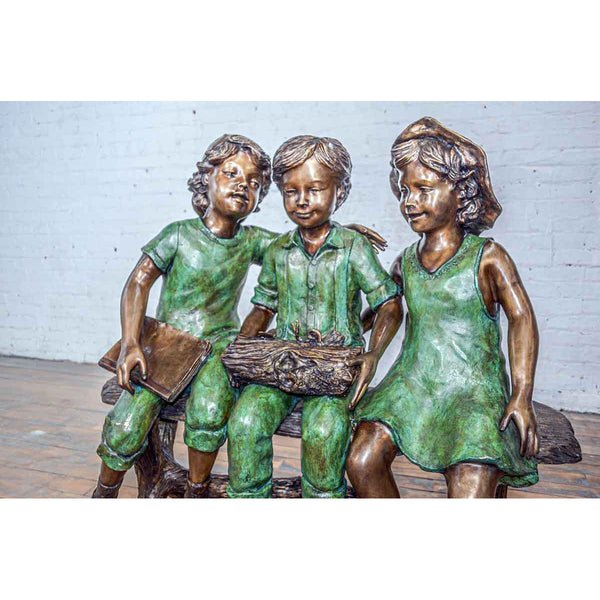 Three Children on Bench Bronze Statue | Randolph Rose Collection