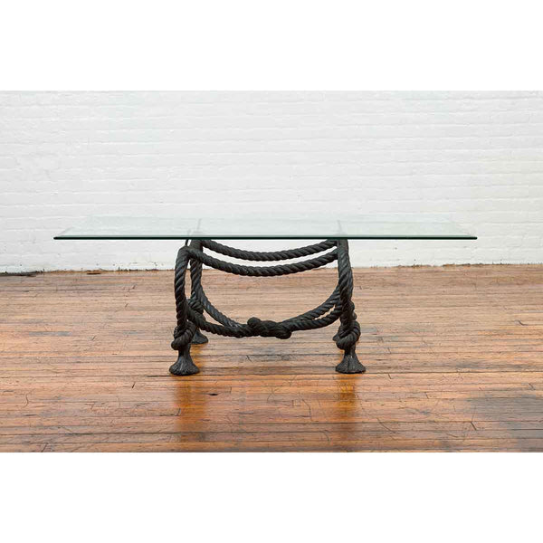 Short Bronze Nautical Rope Coffee Table Base Statue | Randolph Rose ...