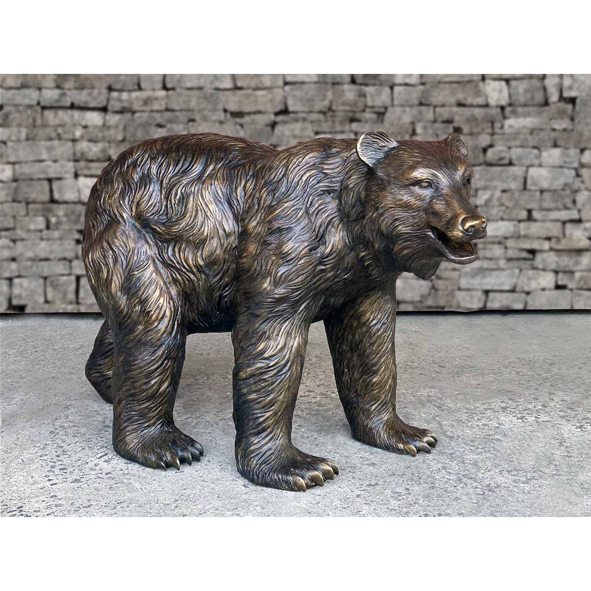 Bronze Open Mouthed Bear Garden Statue on Four Paws | Randolph Rose ...