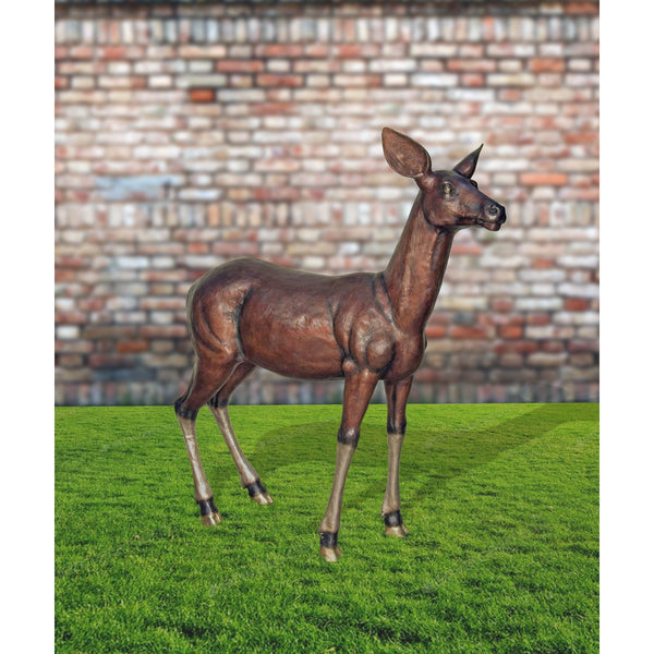 Bronze Young Whitetail Doe Deer Garden Statue - | Randolph Rose Collection