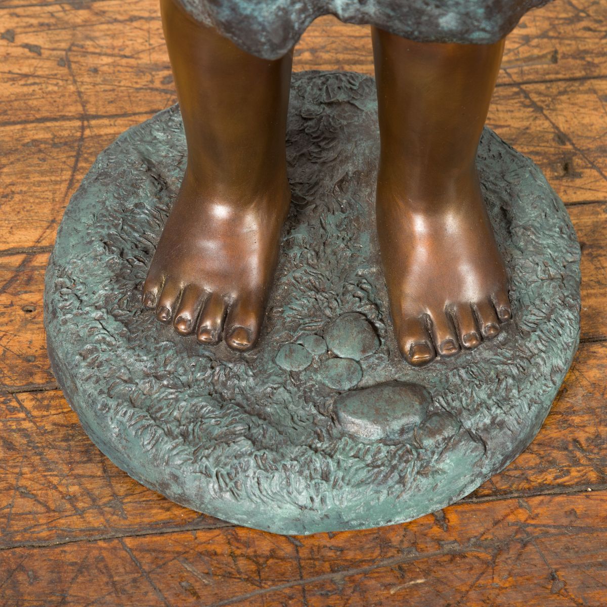 Bronze Garden Statue of Girl Holding Flower | Randolph Rose Collection