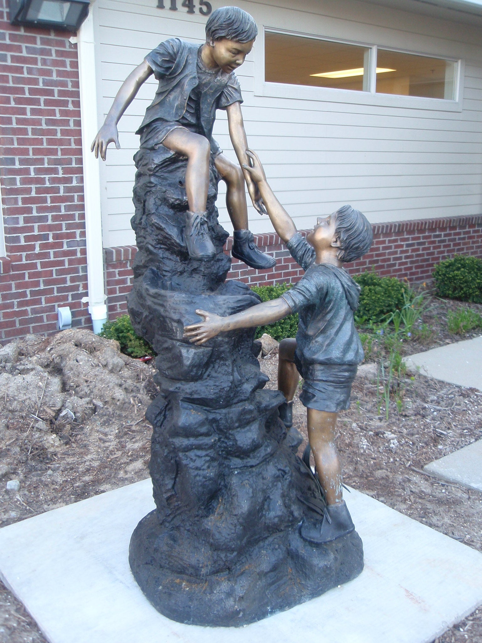 Children's Bronze Park Statue of Boys Climbing Rocks | Randolph Rose ...