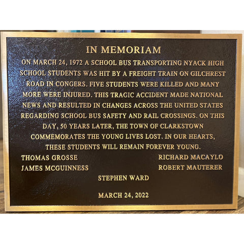 Nyack High School Bronze Plaque | Randolph Rose Collection